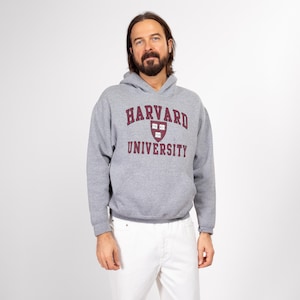 Med-lrg 90s Harvard University Hooded Sweatshirt | Vintage Heather Gray ...