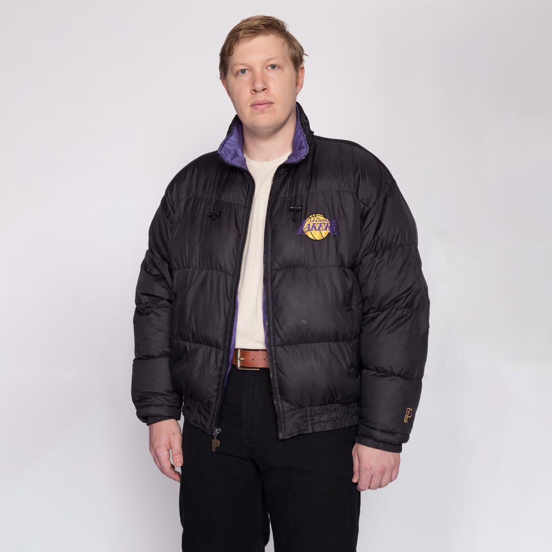 90s LA Lakers Pro Player Down Feather Puffer Jacket Men's XL | Los ...