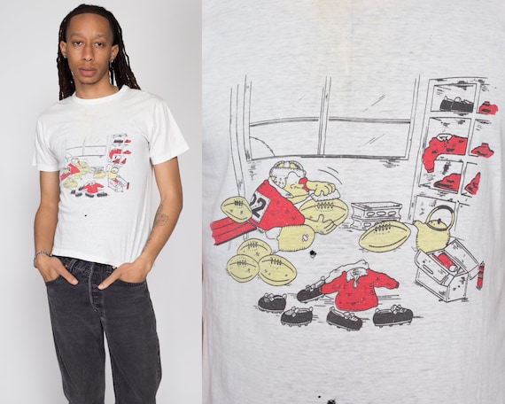 Medium 80s Rugby Cartoon Distressed T Shirt | Vintage… - Gem