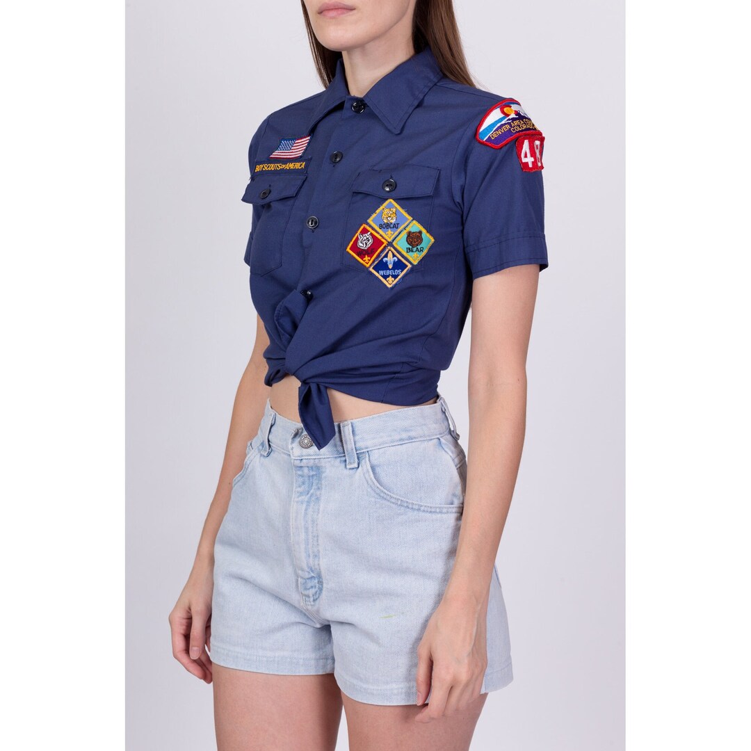XXS 80s Boy Scouts Uniform Shirt Petite | Vintage Navy Blue BSA Patch ...