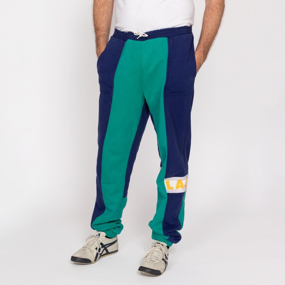 Med-lrg 80s Izod Lacoste Color Block Sweatpants | Vintage Navy Blue ...