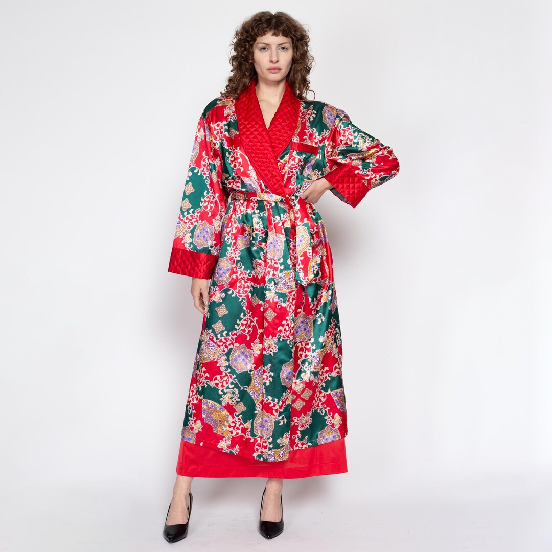 90s Victoria's Secret Red Quilted Satin Christmas Robe - Medium to ...
