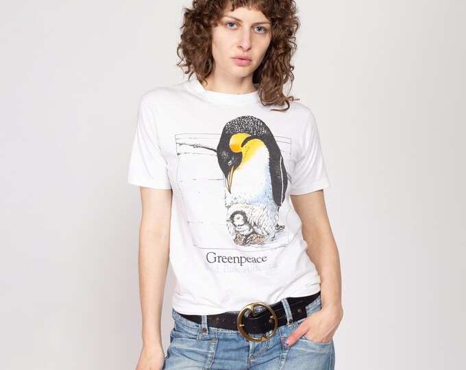 Small 80s Greenpeace Emperor Penguin T Shirt | Vintage World Park ...