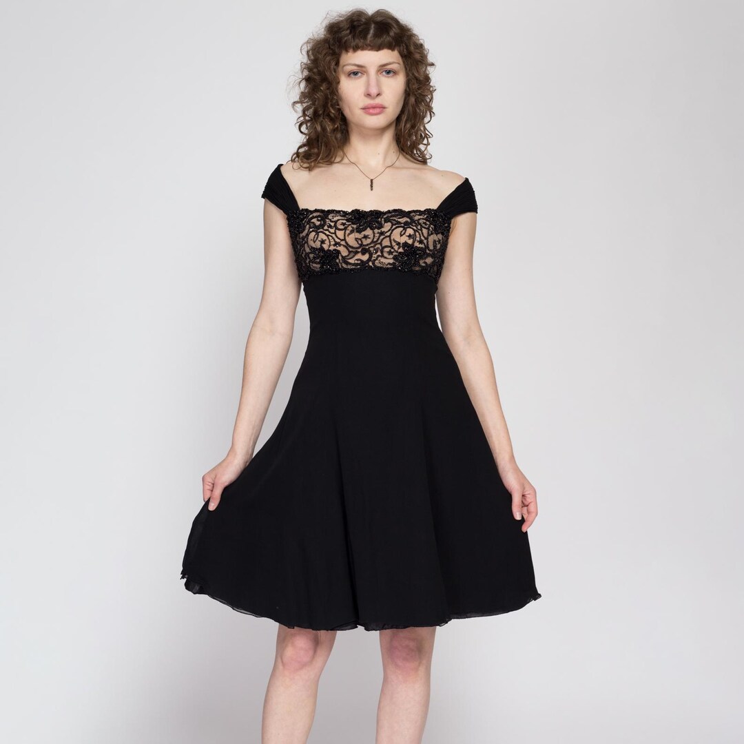 90s Stephen Yearick Sheer Illusion Little Black Dress NWT - Small ...