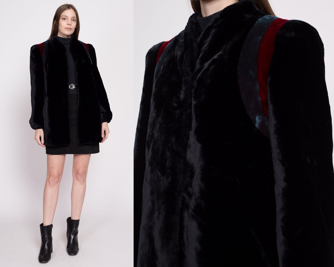 80s Plush Faux Fur Puff Sleeve Coat Small Vintage Lifestyle Andrea ...
