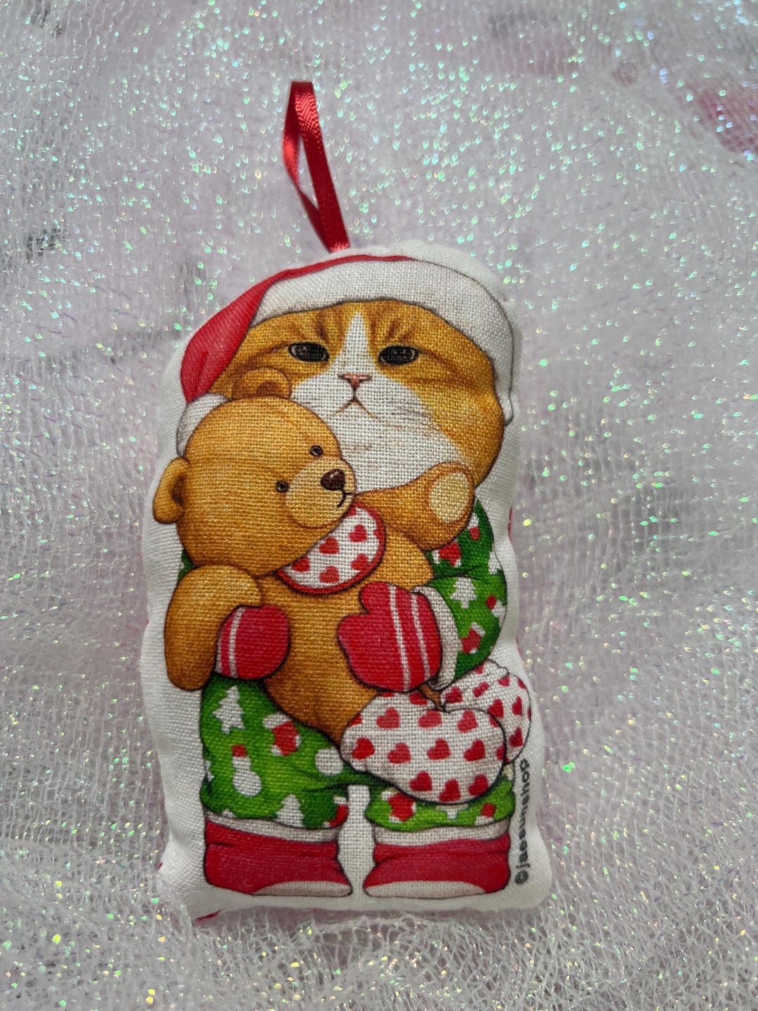 Grumpy Orange Cat in Christmas Pajamas Ornament - Etsy