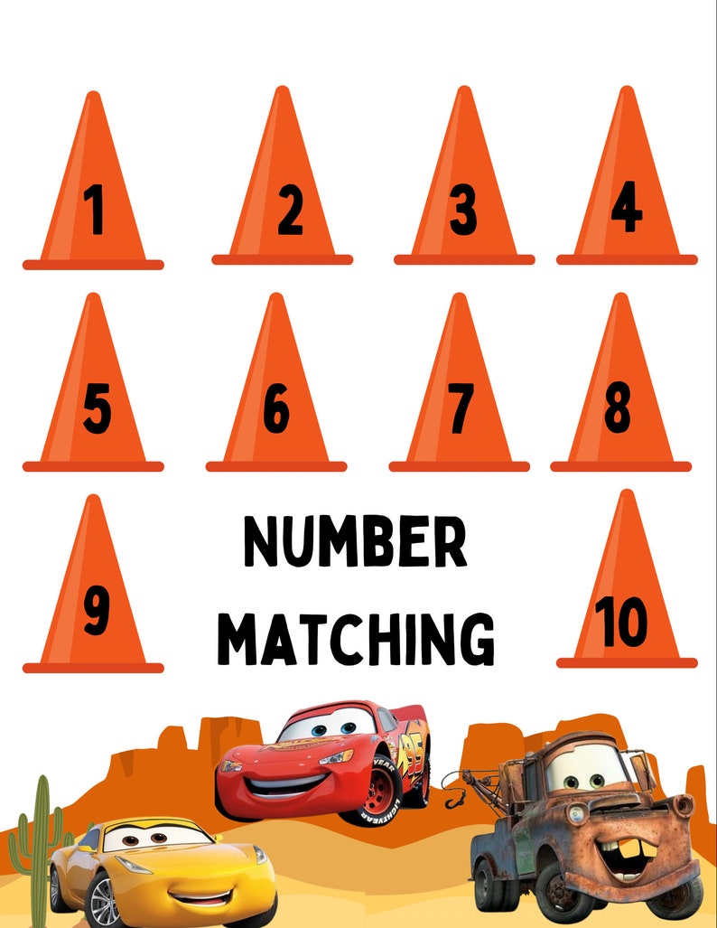 Lightning Mcqueen Number Matching - Etsy