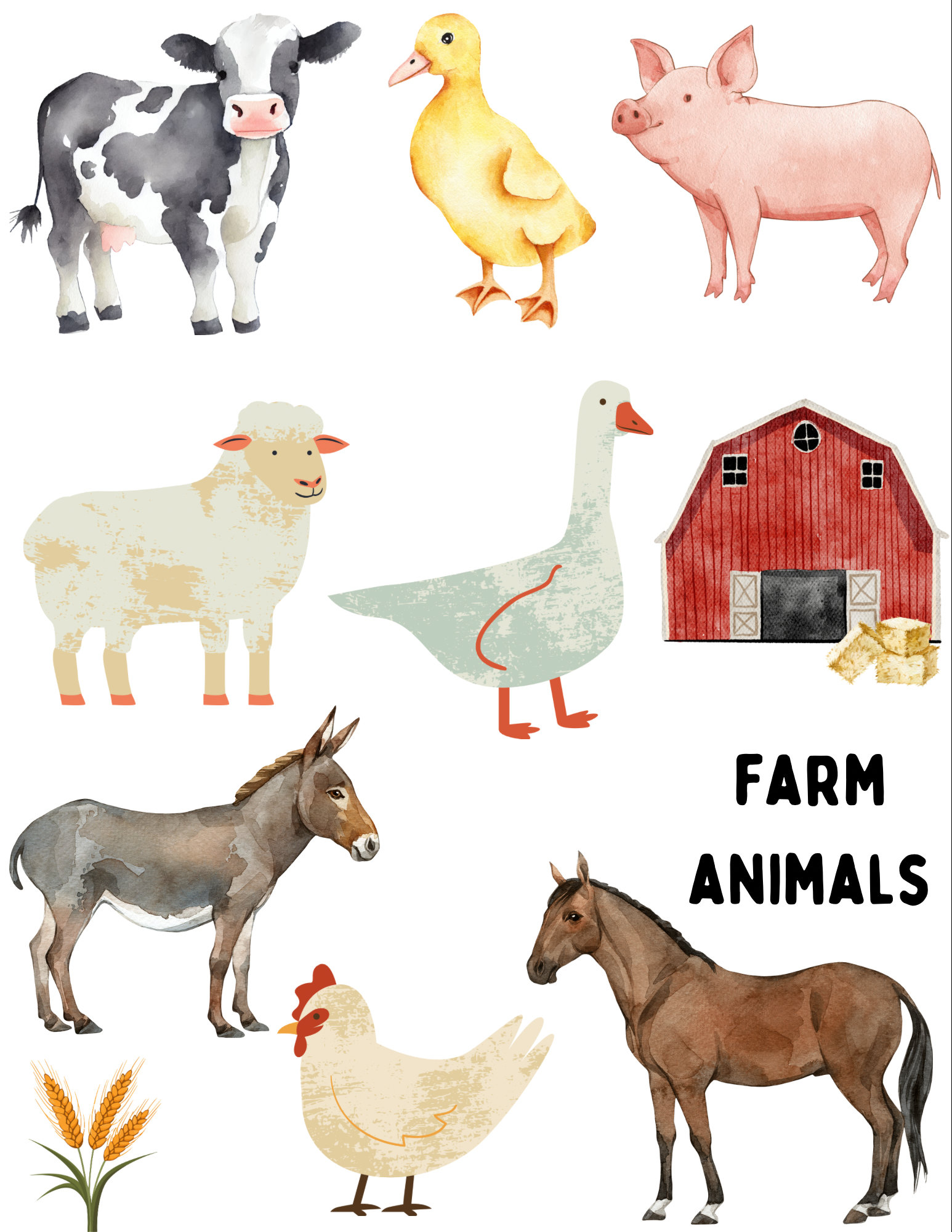 Farm Animals Template - Etsy