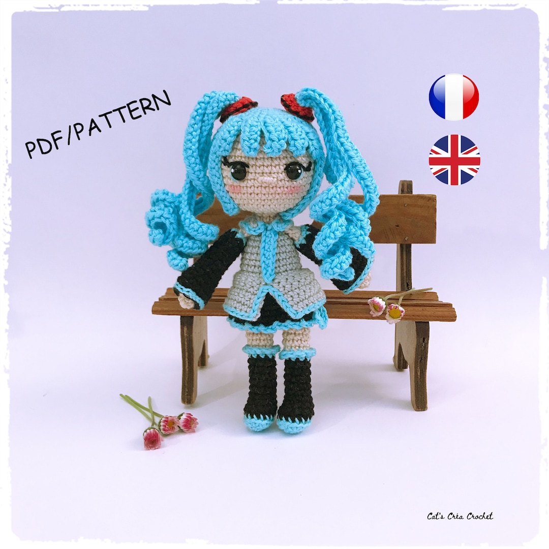 Hatsune Miku Crochet Doll Tutorial, in French and English - Etsy