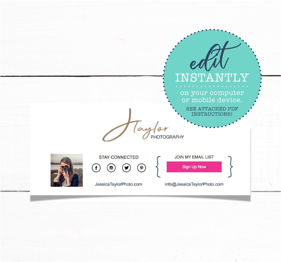Email Signature Footer HTML Mailchimp Template for Photographers Salon ...