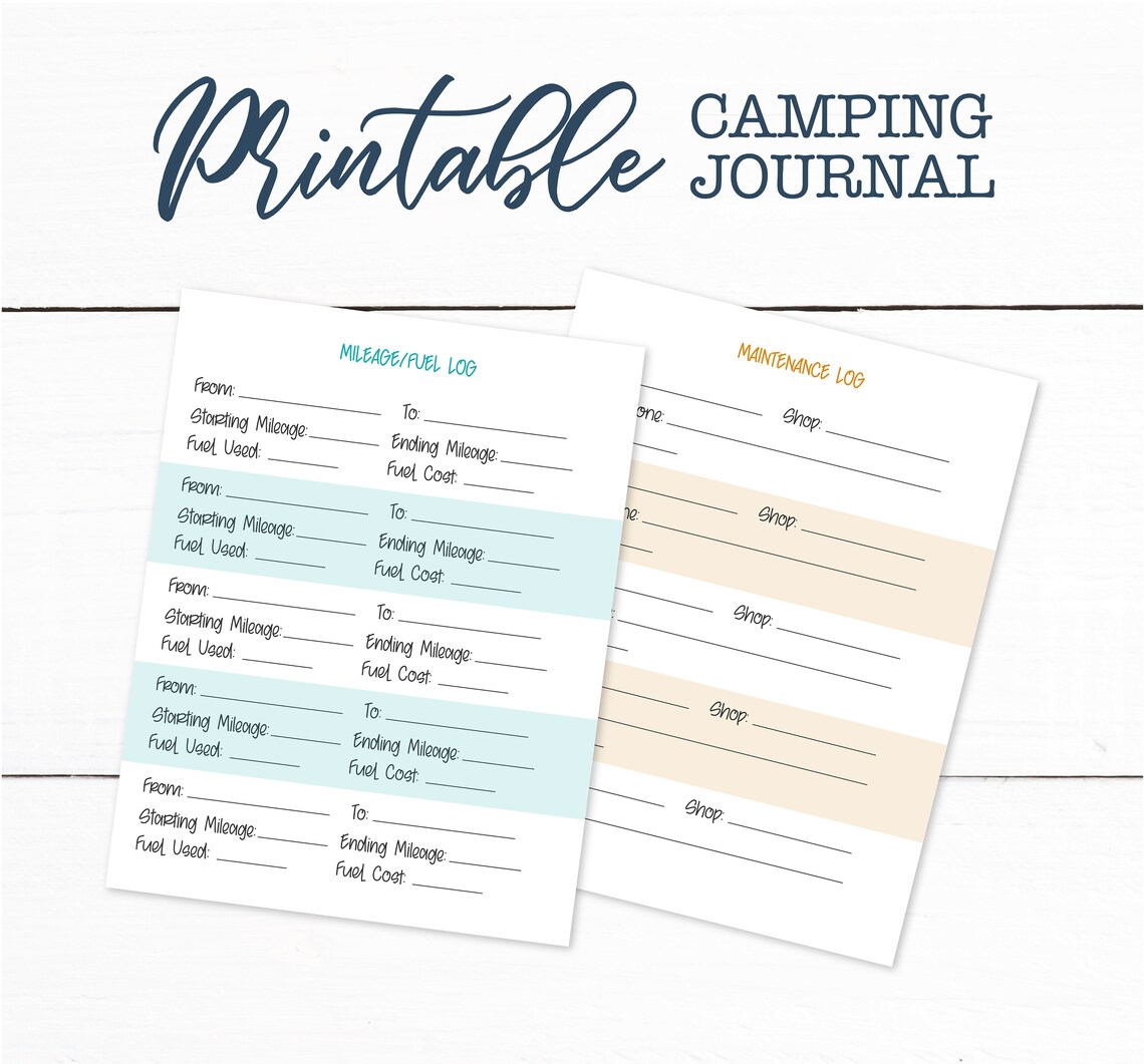 Camping Journal RV Logbook Printable PDF | Etsy
