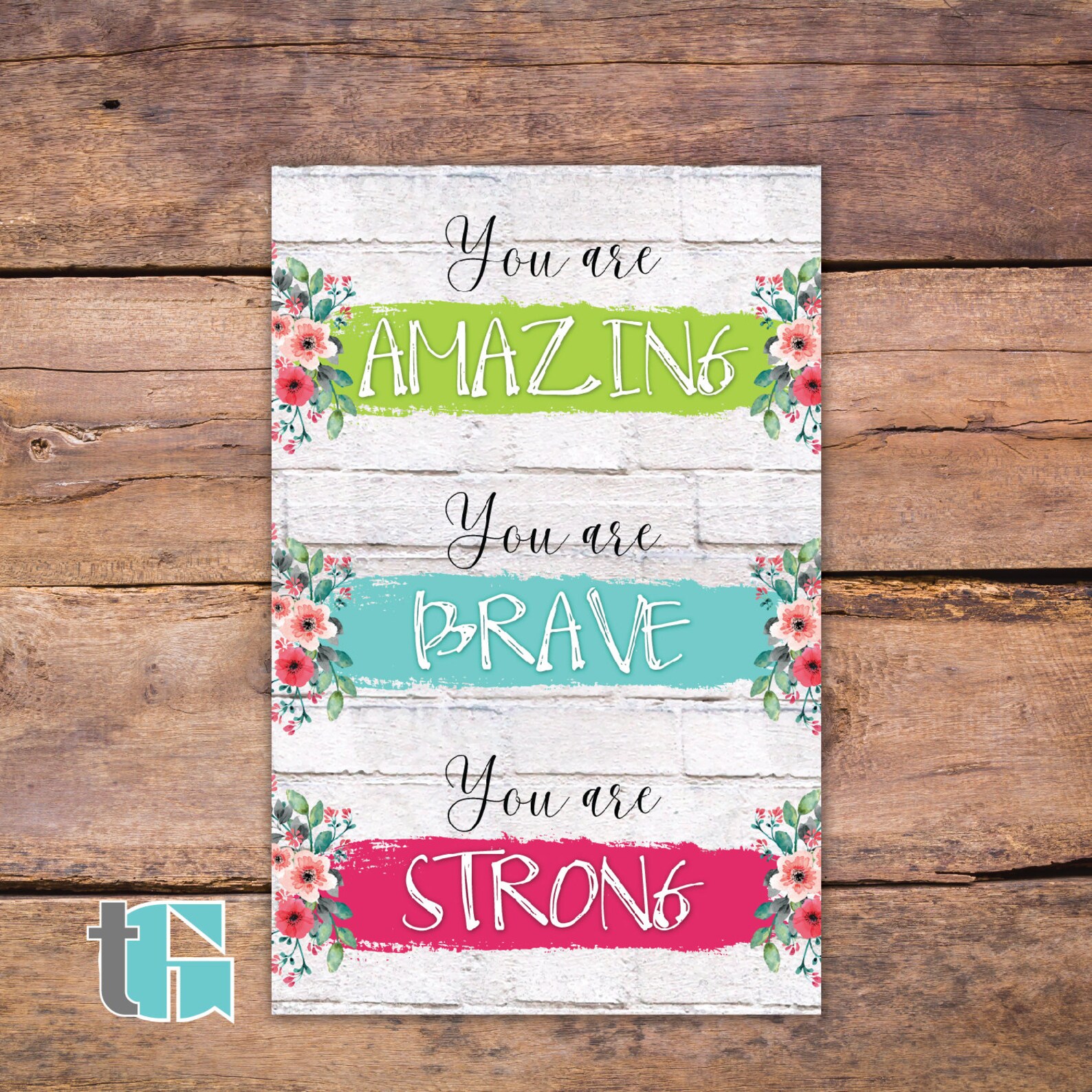 You Are Brave Motivational Poster - Shabby Chic Poster - Shabby Chic ...