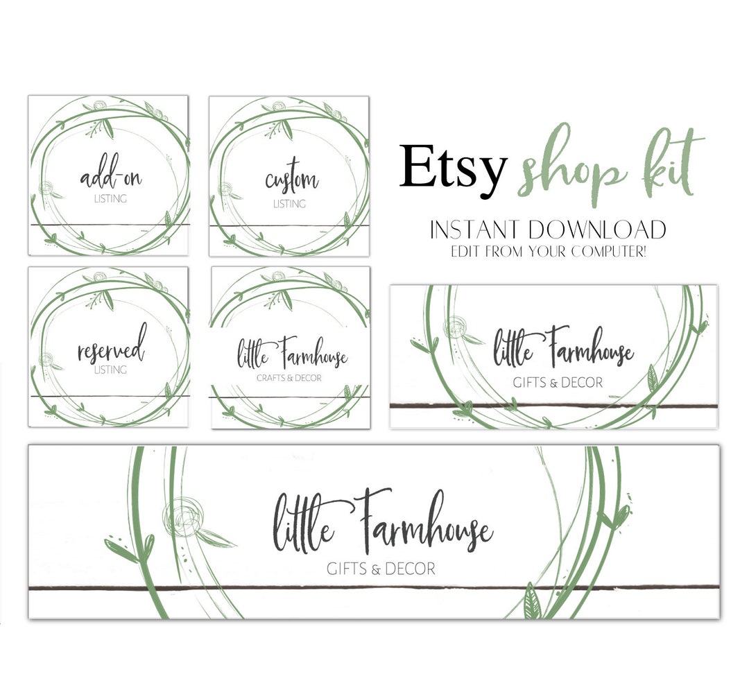 Farmhouse Shiplap Etsy Shop Banner and Branding Kit - Etsy Shop Cover ...