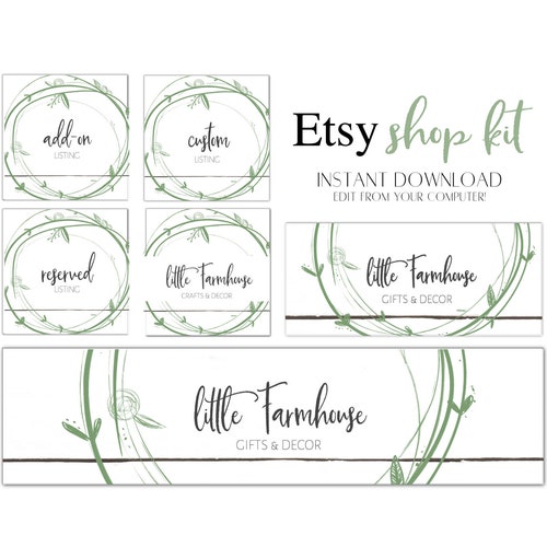 Farmhouse Shiplap Etsy Shop Banner and Branding Kit Etsy | Etsy