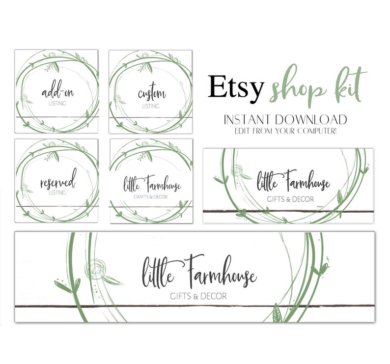 Farmhouse Shiplap Etsy Shop Banner and Branding Kit - Etsy Shop Cover ...