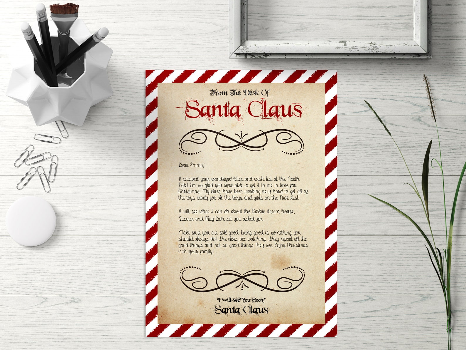 Santa Claus Letter Nice Naughty List Template - Letter From Santa ...