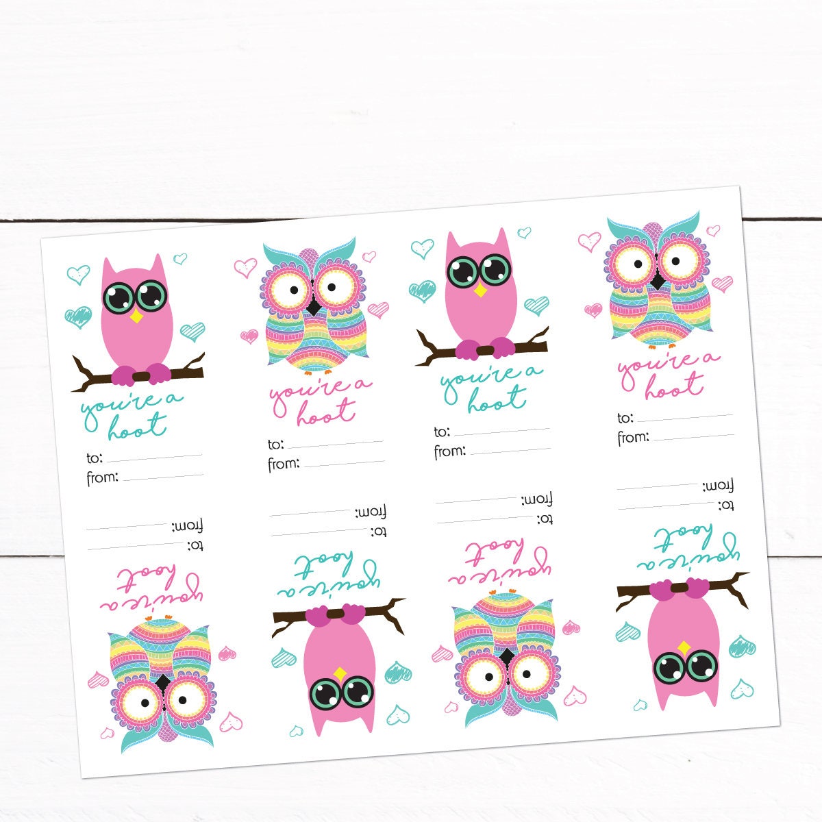 Owl Valentines Day Cards - Kids Valentines Cards - Printable Valentines ...