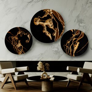 Elegant Original Oil Painting on Round Canvas Abstract Set of Round ...