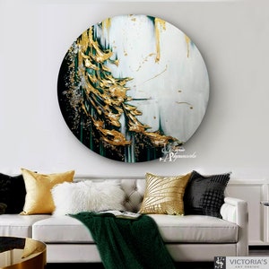Oil Painting, Original Oil Painting Abstract Modern on Round Canvas ...