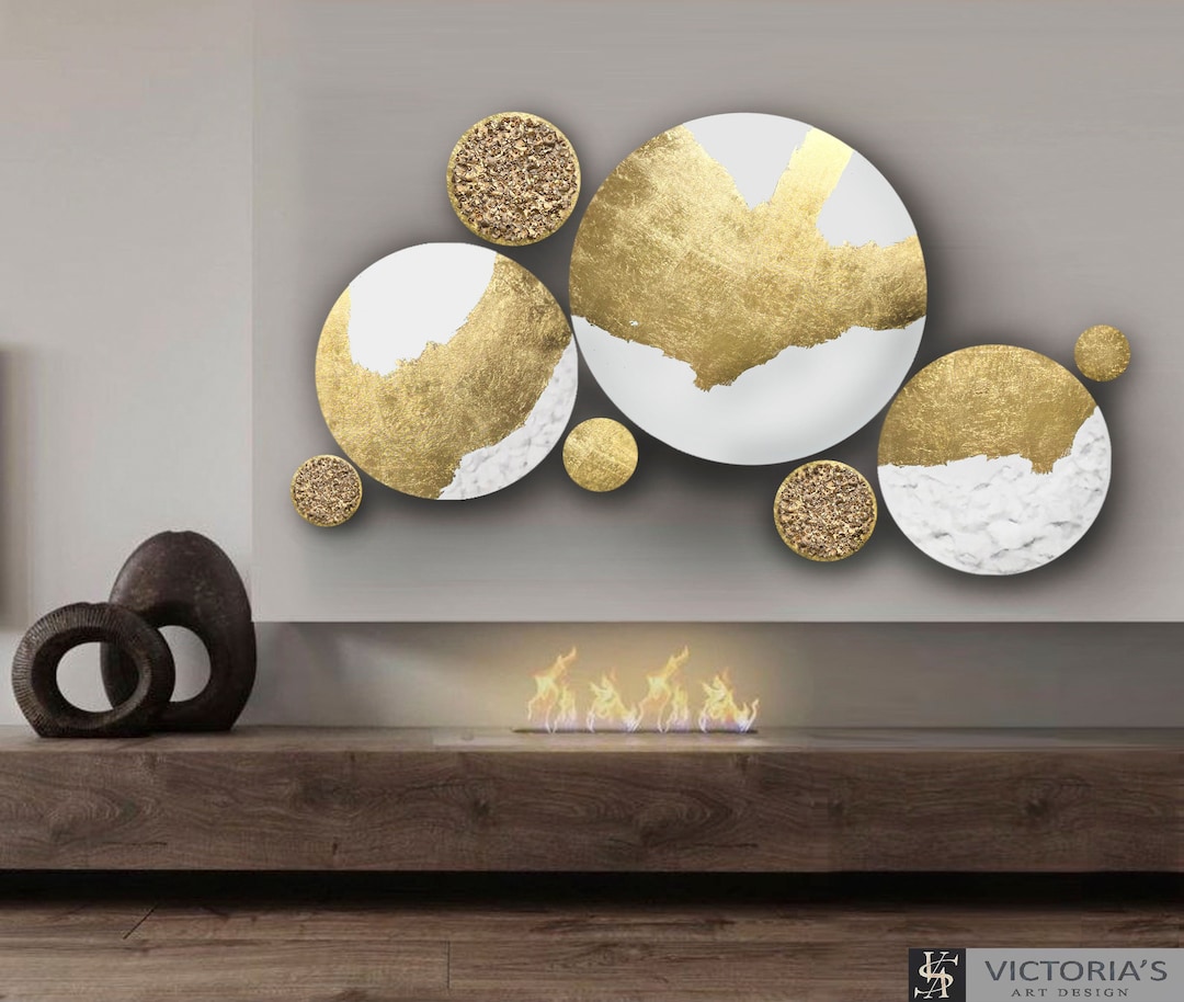 Elegant Original Oil Painting on Round Canvas Abstract Set of Round ...