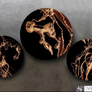 Elegant Original Oil Painting on Round Canvas Abstract Set of Round ...