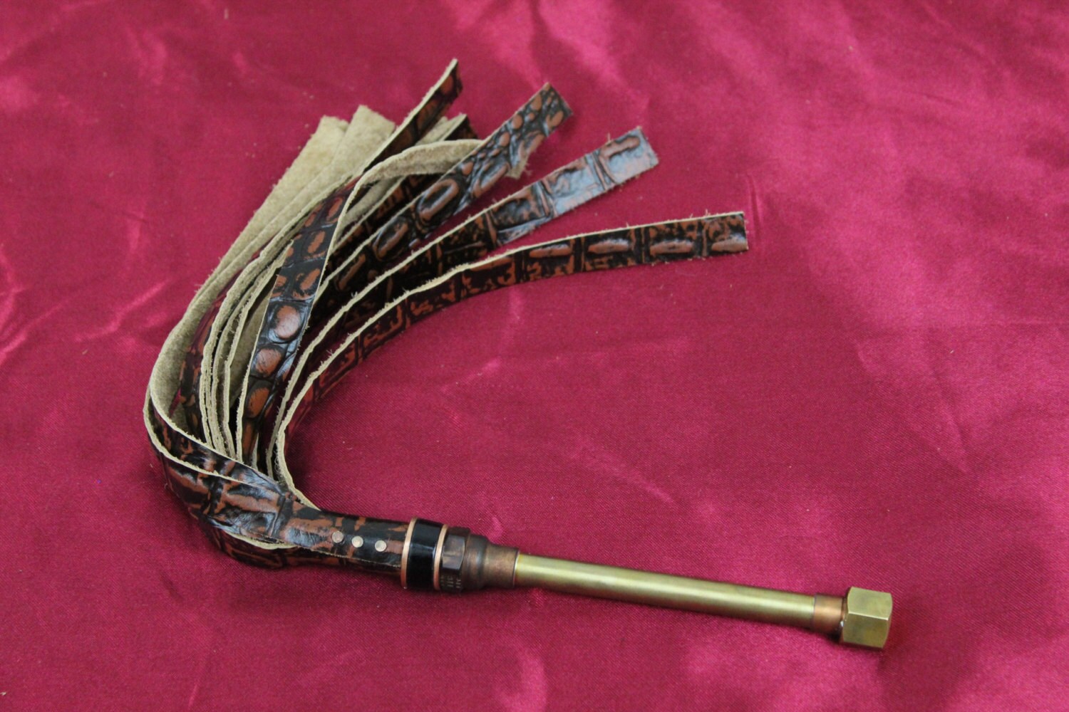 Copper Brass and Embossed Leather Small Flogger - Etsy