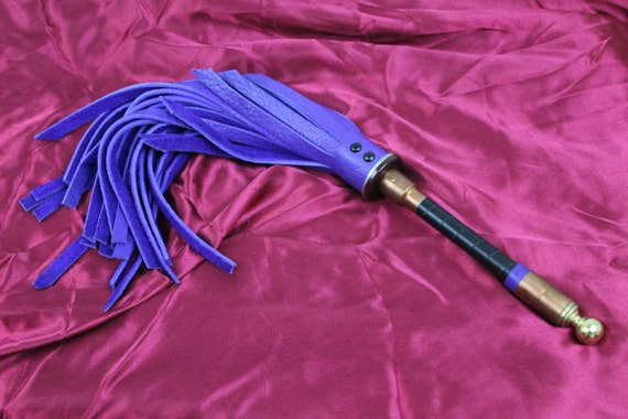 Purple Leather Brass and Copper Flogger | Etsy