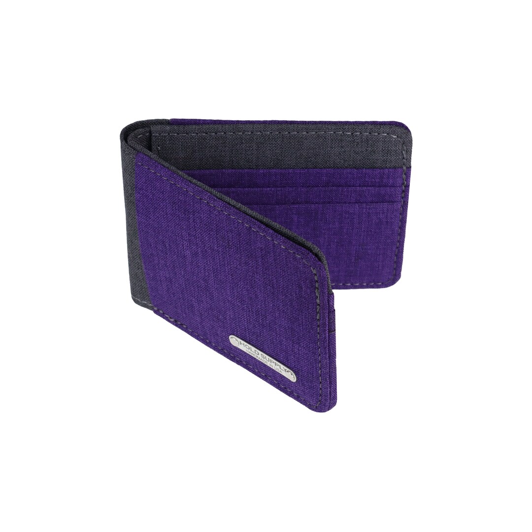 Buy Purple and Gray Mens Polyester Poplin Fabric Bifold Wallet, Canvas ...