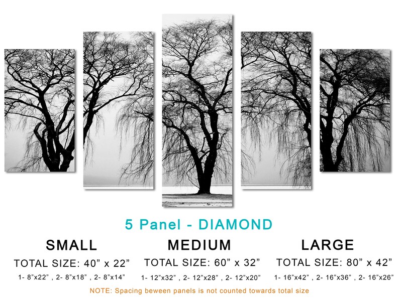 Trees in Black and White Canvas Print Wall Art - 3 Panel Split ...