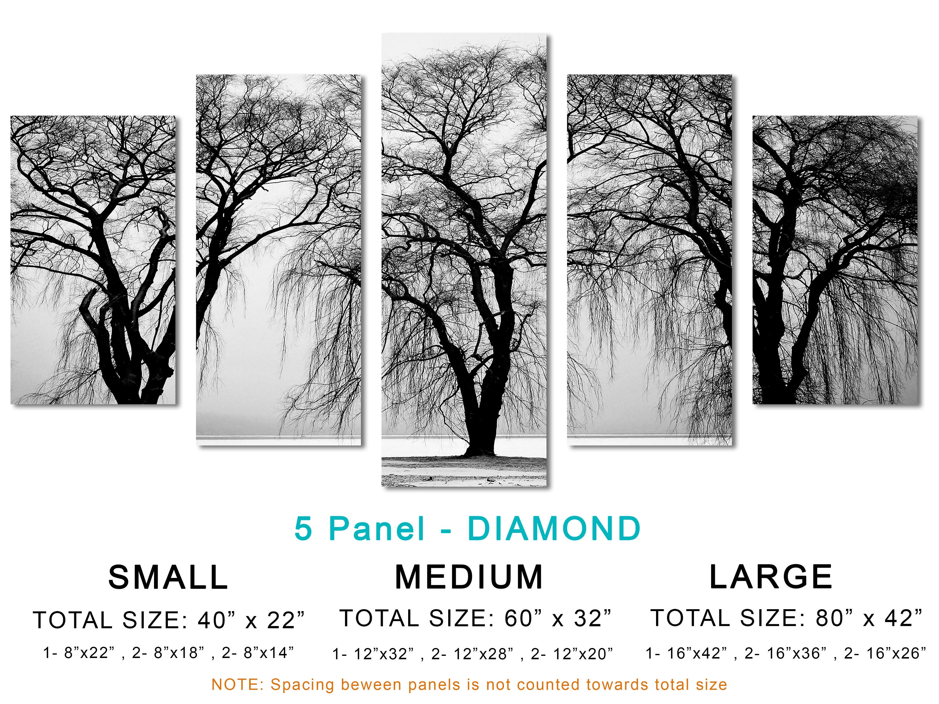 Trees in Black and White Canvas Print Wall Art - 3 Panel Split ...