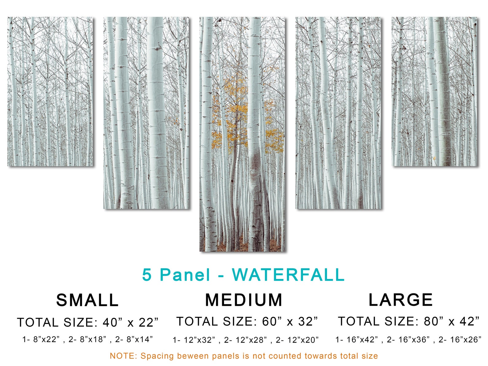 White Birch Tree Forest Canvas Print Wall Art - 3 Panel Split, Triptych ...