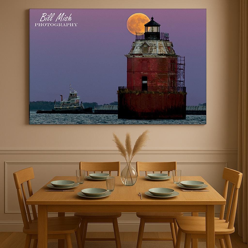 Sandy Point Lighthouse Full Moon Tug Boat Chesapeake Bay, Annapolis ...