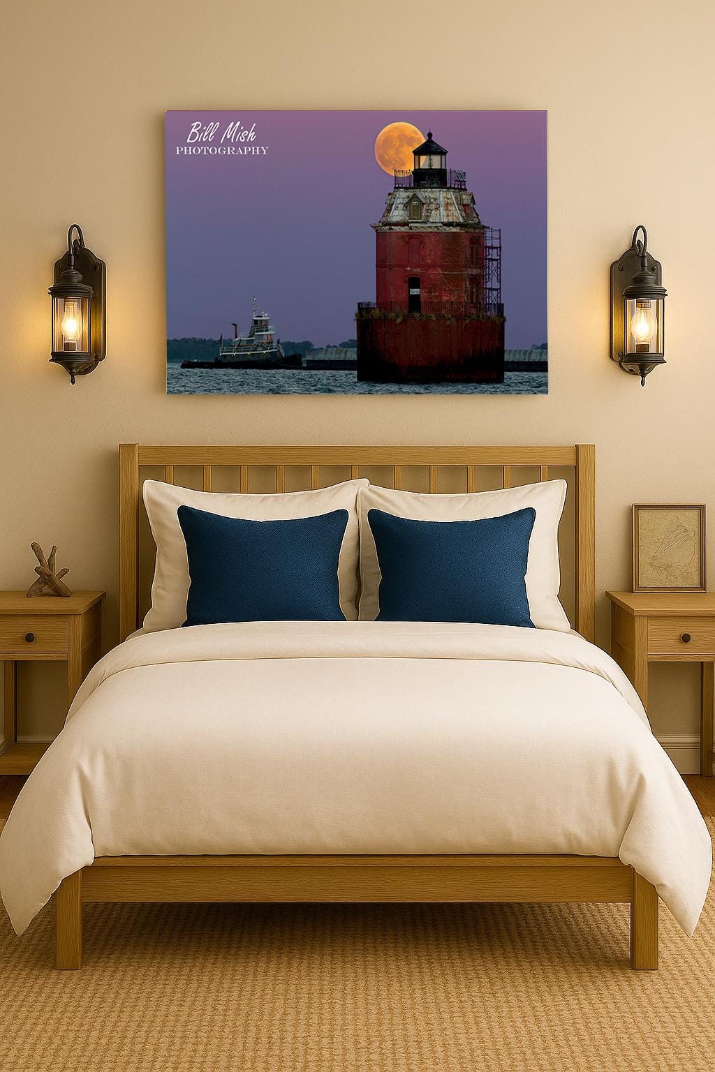 Sandy Point Lighthouse Full Moon Tug Boat Chesapeake Bay, Annapolis ...