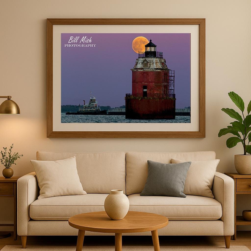 Sandy Point Lighthouse Full Moon Tug Boat Chesapeake Bay, Annapolis ...