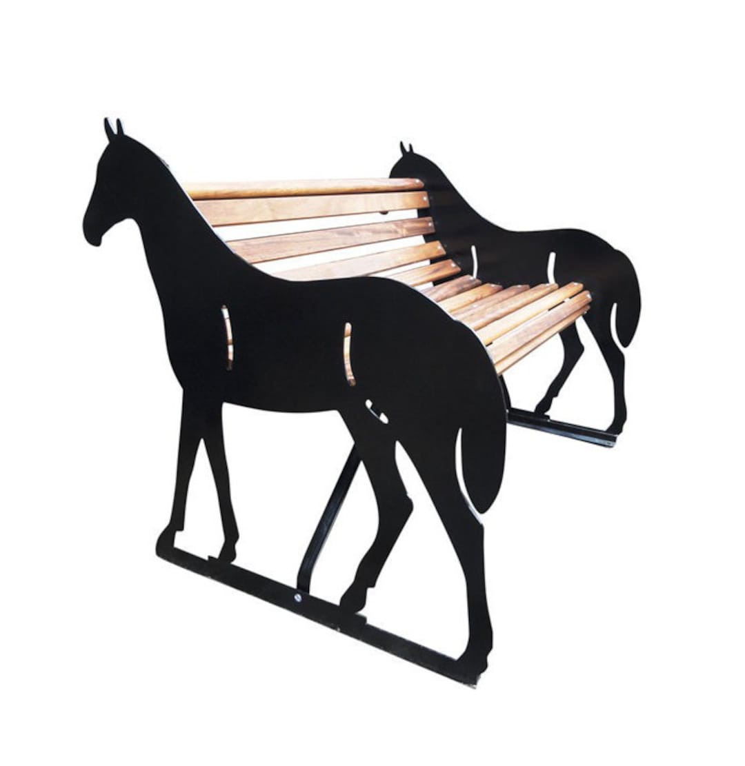 Hand-crafted Horse Themed Outdoor Garden Bench | Metal Equine Seat ...