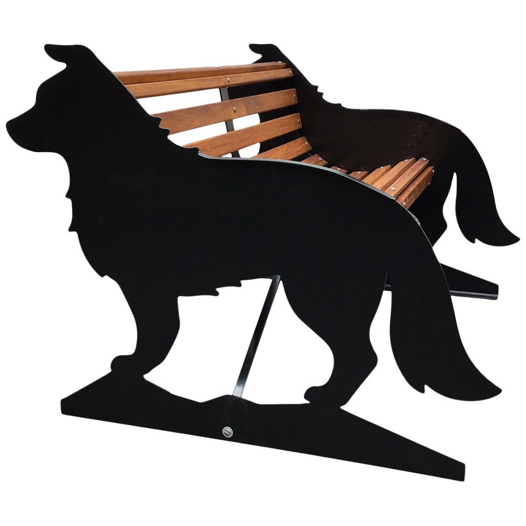 Hand-crafted Border Collie Outdoor Garden Bench | Outside Metal Seat ...