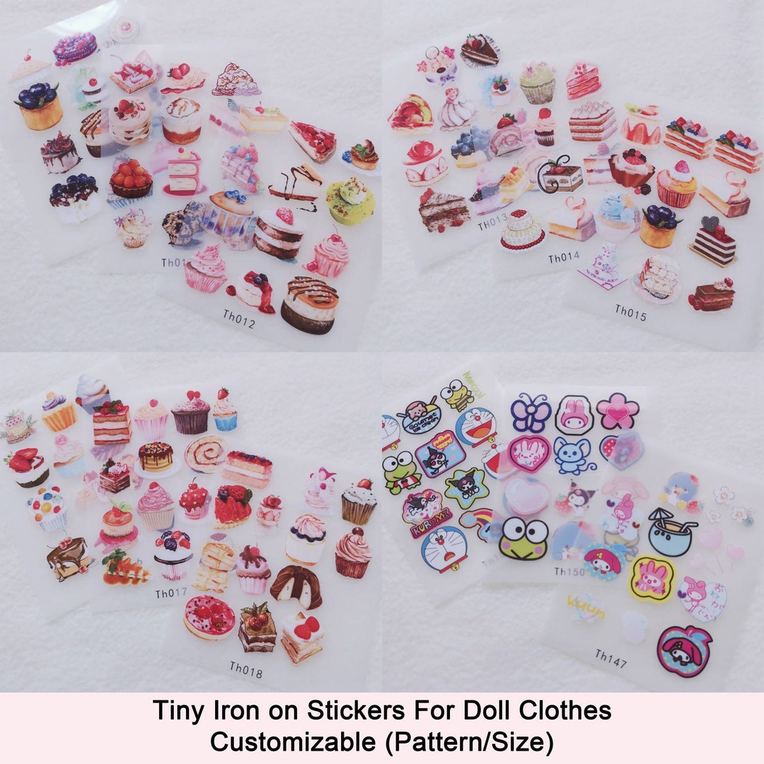 Custom Mini Tiny Iron on Cartoon Transfer Stickers Labels Cute for Doll ...