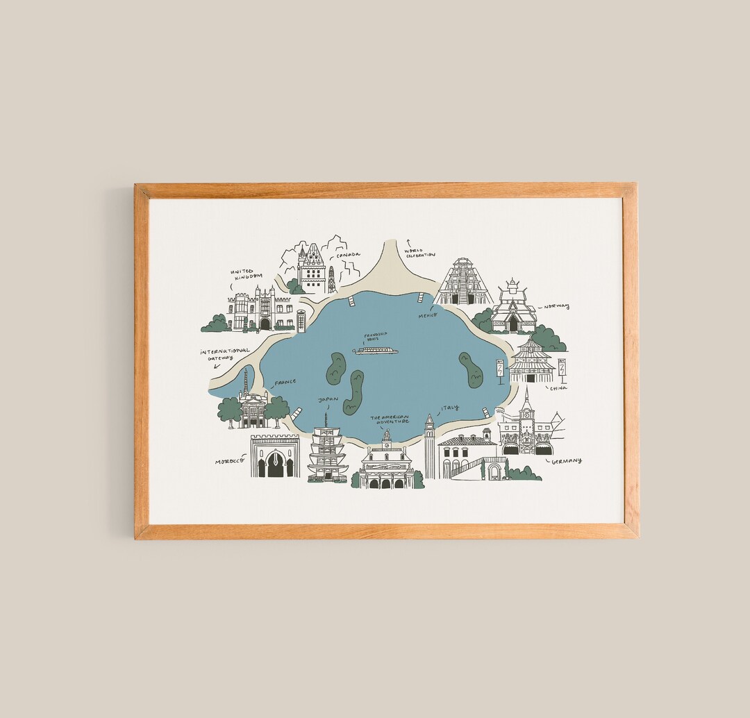 World Showcase Map Printable Wall Art, Theme Park Art, Digital Download ...