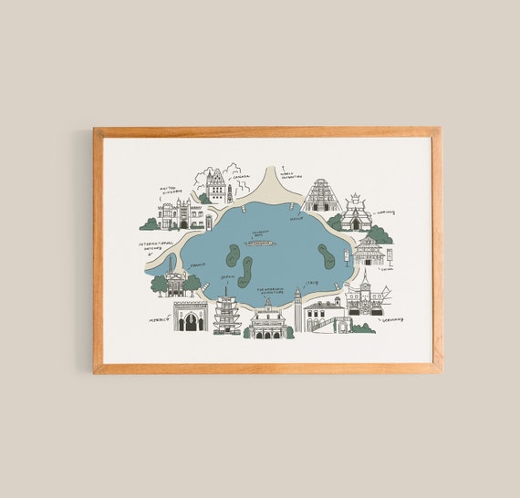 World Showcase Map Printable Wall Art Theme Park Art Digital - Etsy