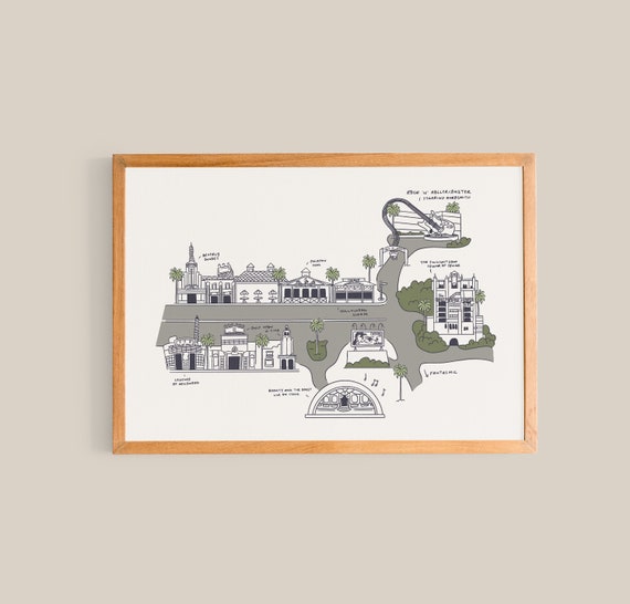 Hollywood Studios Sunset Boulevard Map Printable Wall Art - Etsy