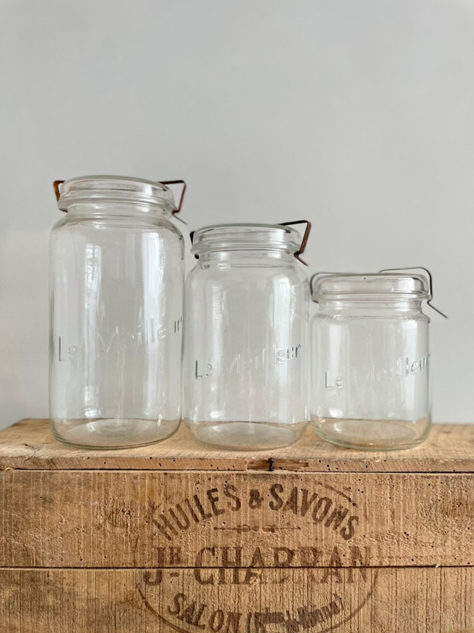 Set of 3 French Vintage “le Meilleur” Canning Jars, C1940s-1950s ...