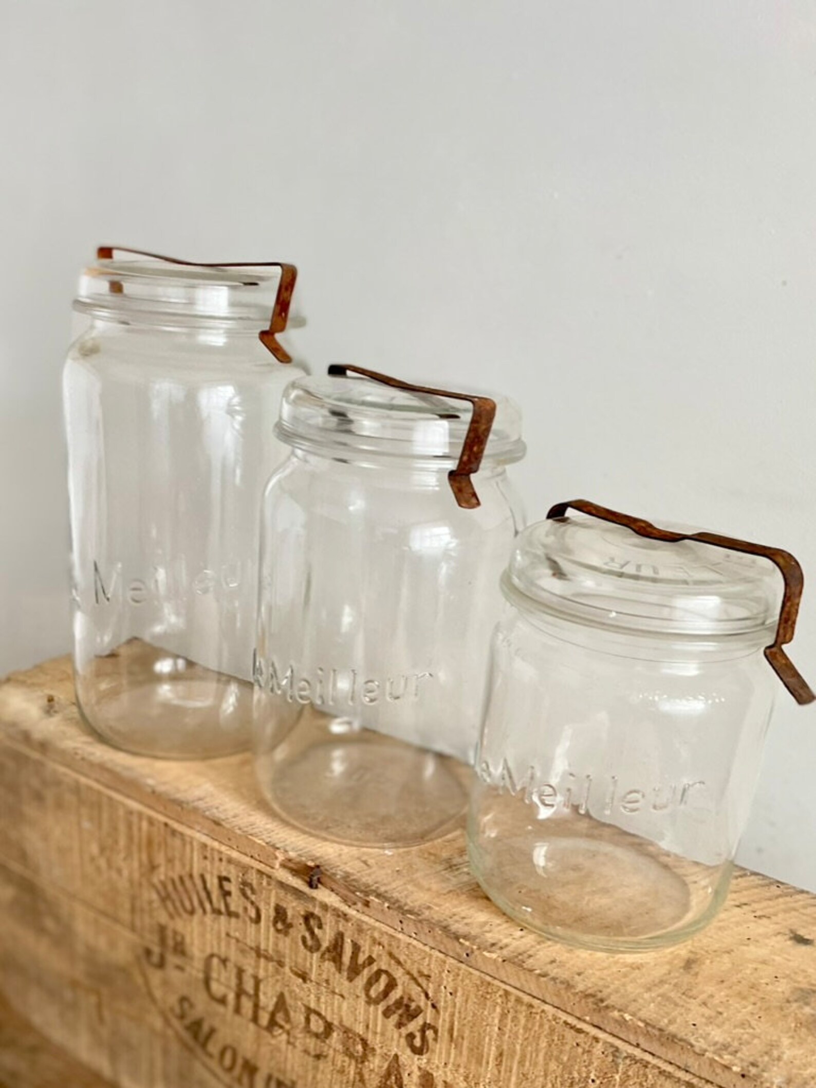 Set of 3 French Vintage “le Meilleur” Canning Jars, C1940s-1950s ...