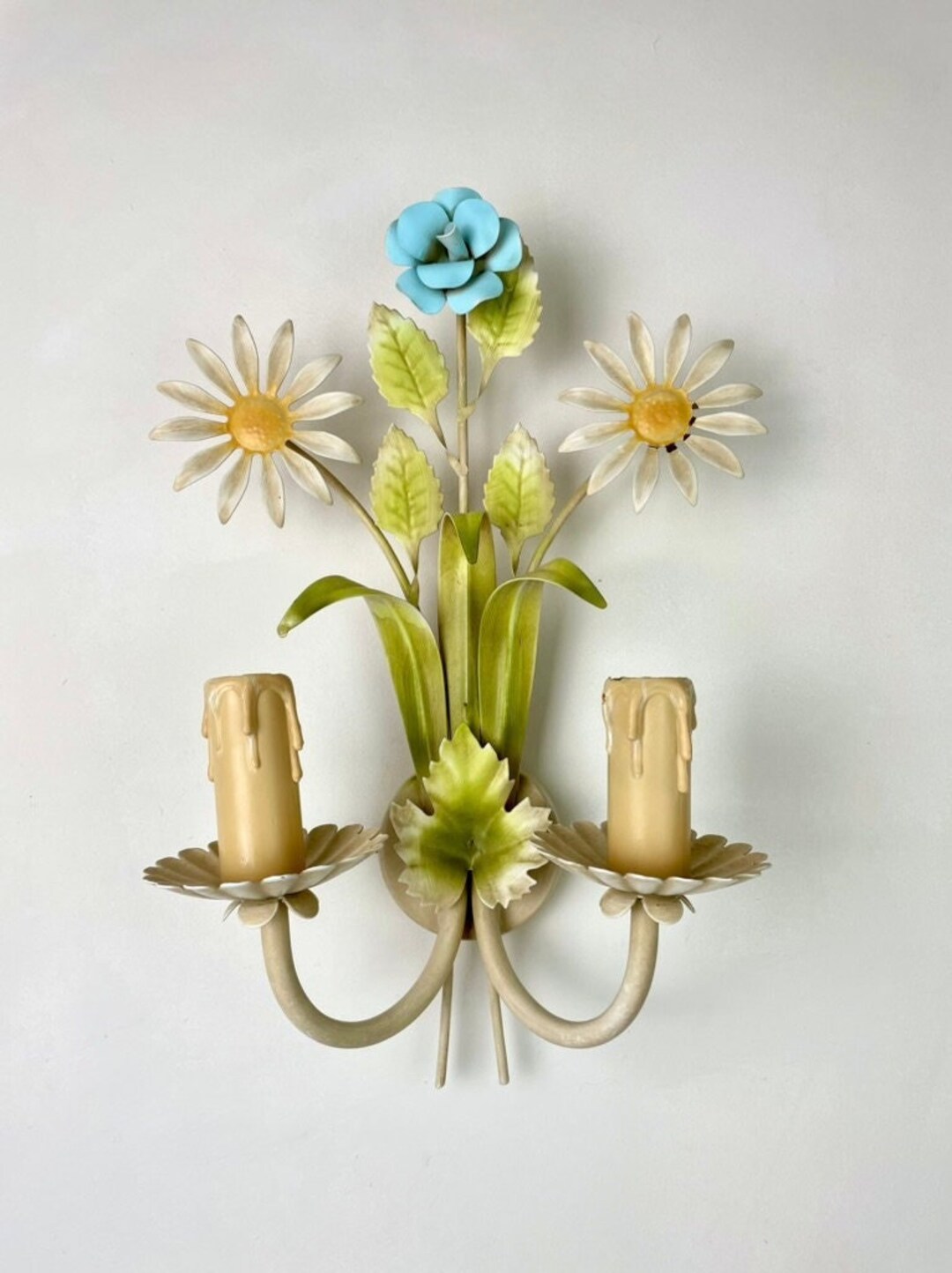Vintage Toleware Wall Sconce, Florentine Stylish Wall Light, Daisy ...