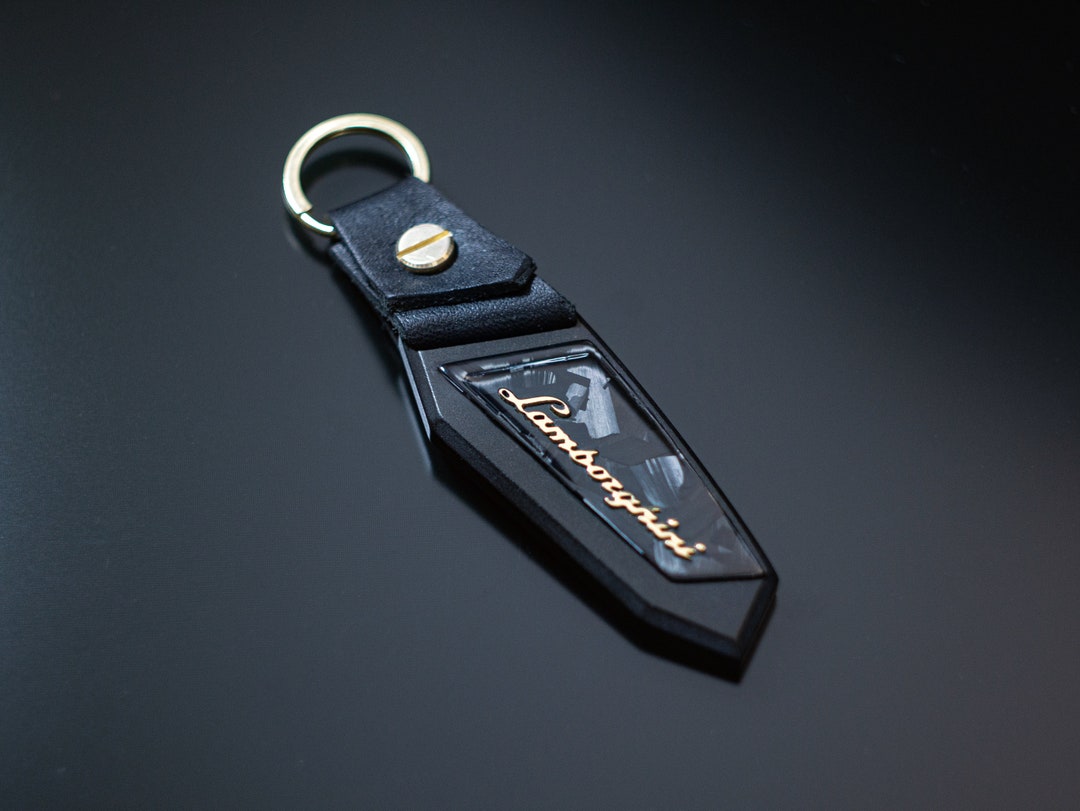 Black Lamborghini Keychain, Anodized Aluminum, Carbon Fiber, Leather ...