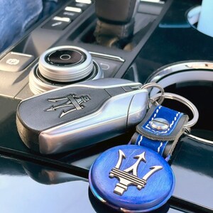 Maserati Blue Keychain Wooden Titanium Aluminum Spyder Gran Turismo 350 ...