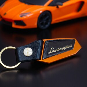 Lamborghini Keychain, Anodized Aluminum, Carbon Fiber, Bronze Lettering ...