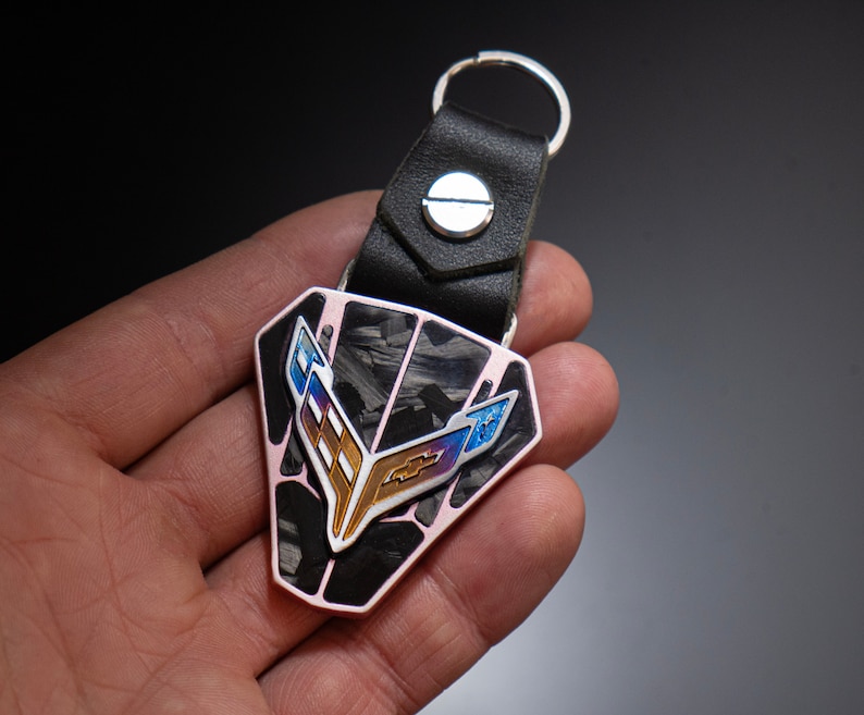 Corvette Titanium & Carbon Keychain, Corvette C8, C4, C5, C6, C7, C8 ...