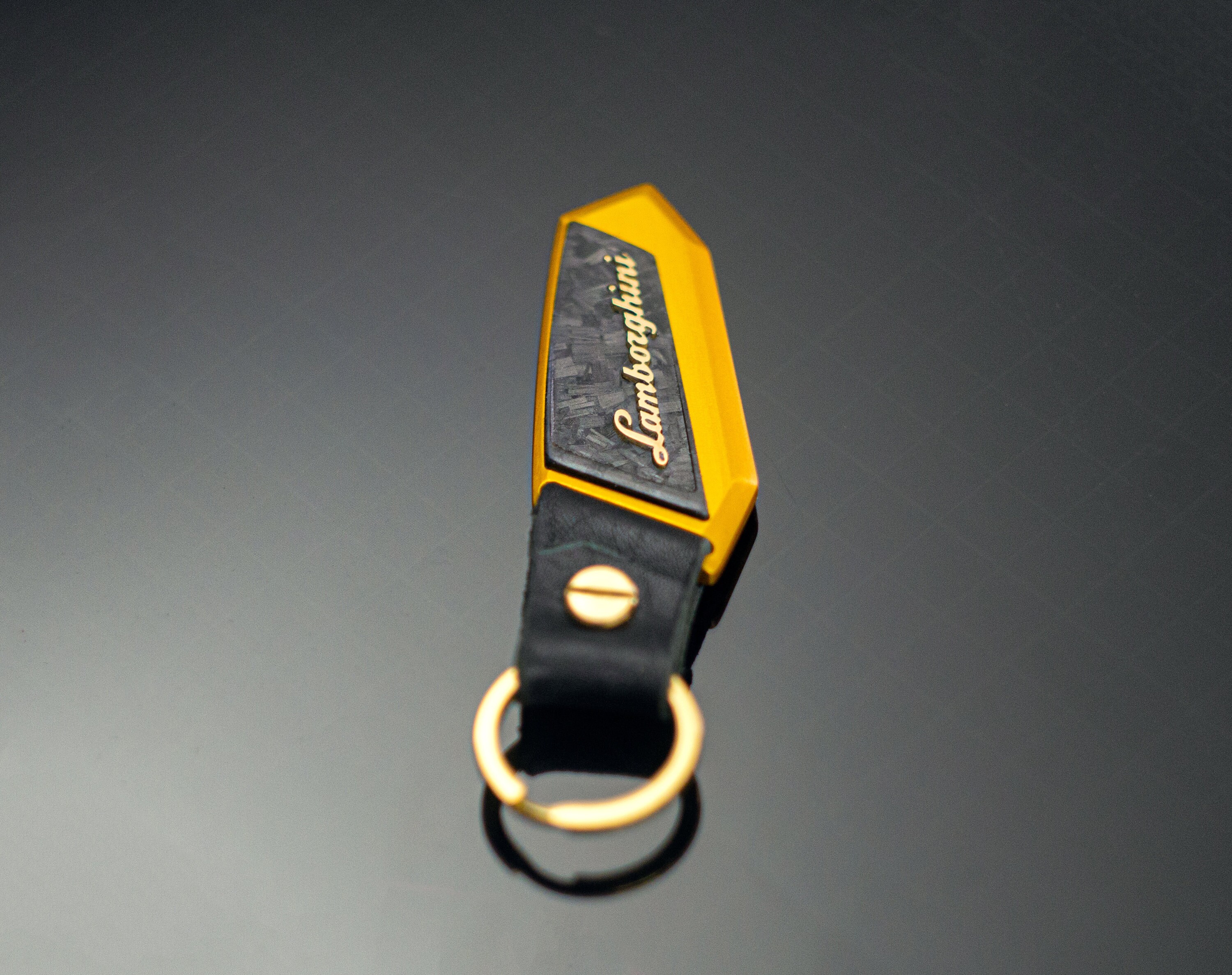 Lamborghini Keychain, Anodized Aluminum, Carbon Fiber, Bronze Lettering ...
