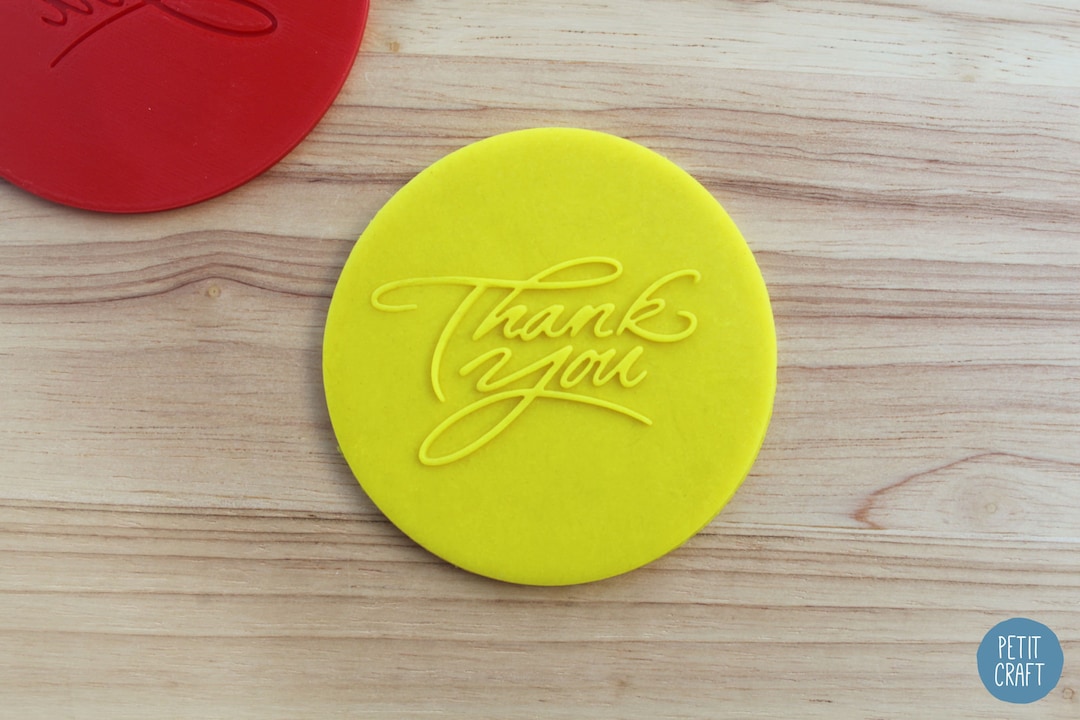 Thank You | Script Raised Cookie, Fondant Stamp, Embosser - Etsy