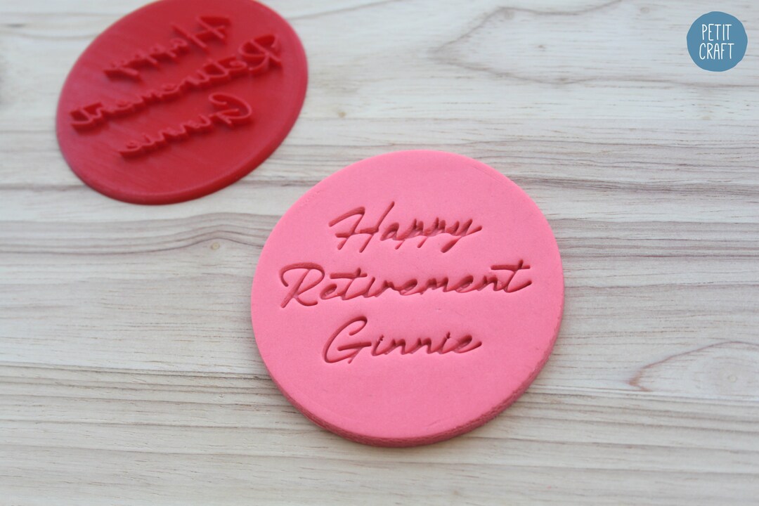 Happy Retirement Custom Name | Cookie, Fondant Stamp and Embosser - Etsy